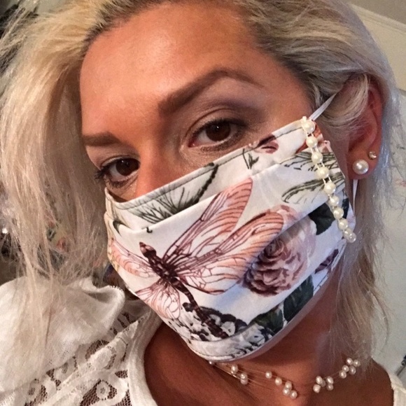 Hand Crafted | Accessories | Dragonfly Bling Face Mask Pearls Unique ...
